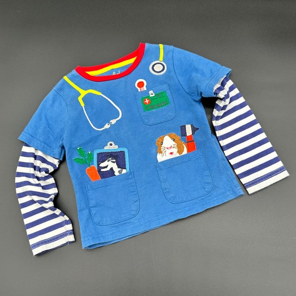 Mini Boden | Shirts & Tops | Mini Boden Blue Vet Theme Long Sleeve T ...